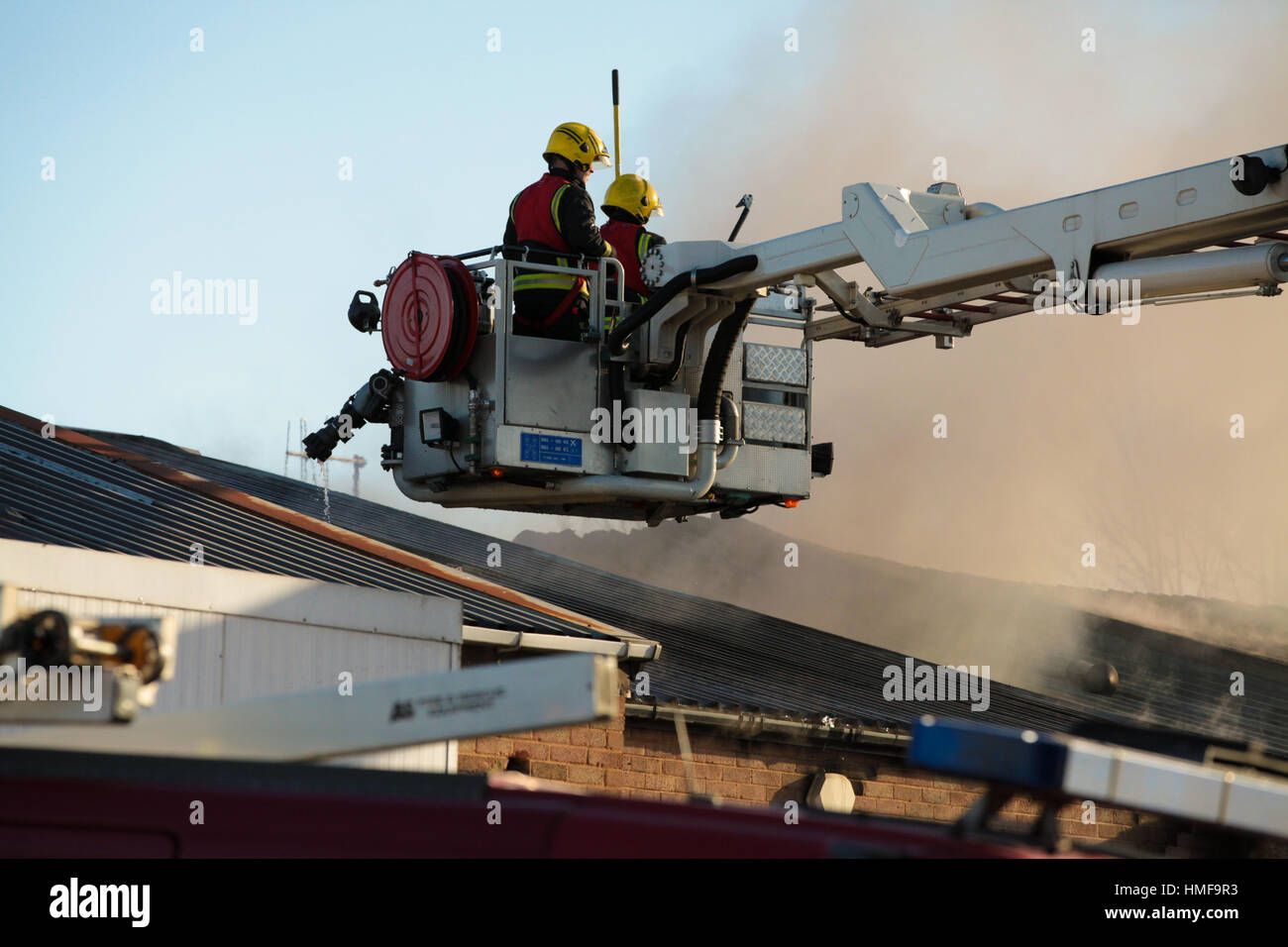 As crews from 10 fire engines tackle the fire hi-res stock photography ...