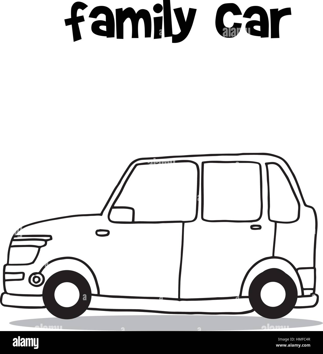 Family car with hand draw vector illustration Stock Vector Image & Art ...