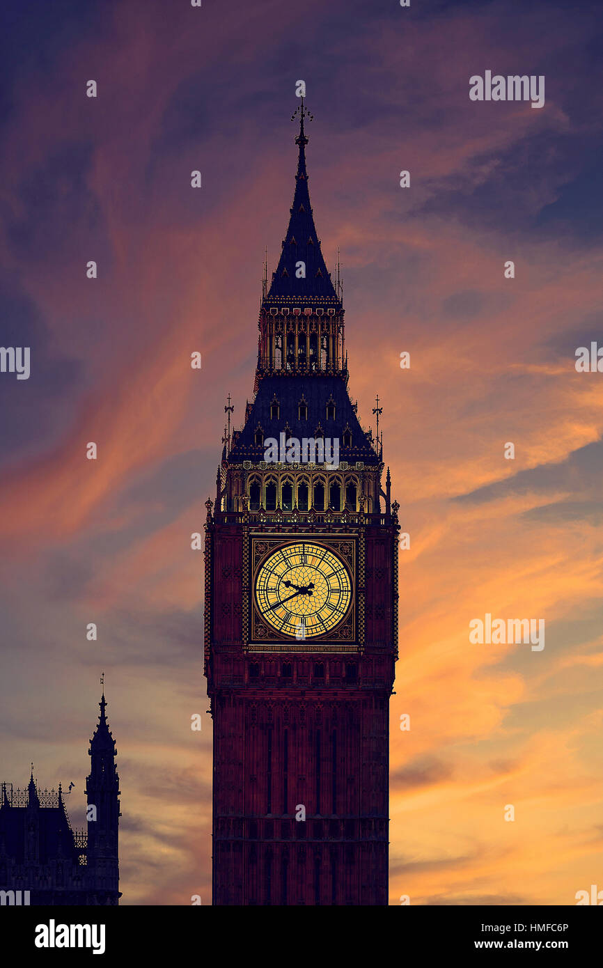 Big Ben Clock Tower in London sunset closeup England Stock Photo - Alamy