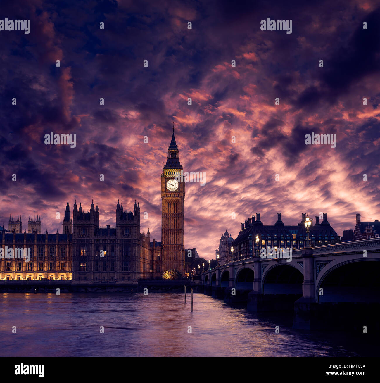 Big Ben Clock Tower London at Thames River England Stock Photo - Alamy
