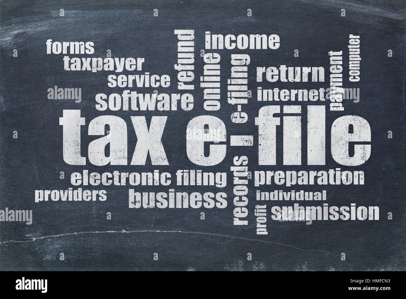 tax e-file (electronic filing) concept - a word cloud on a vintage ...