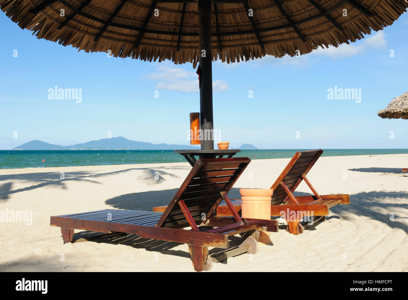 Tropical China beach with coconut palm near Hoi An, Vietnam Stock Photo ...