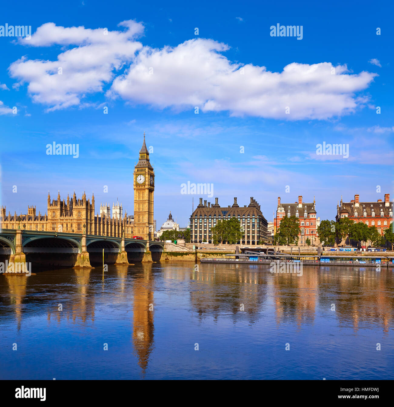 Big Ben Clock Tower and thames river in London at England Stock Photo ...