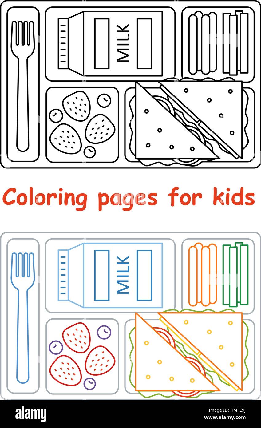 Coloring pages kids lunch tray hi-res stock photography and images - Alamy