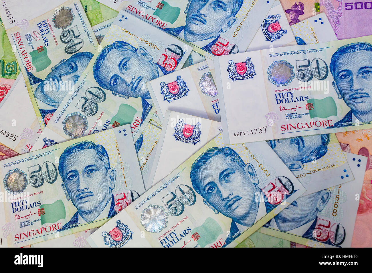 Singapore Dollar, Banknote Singapore and Thai Baht in the Corner, The ...