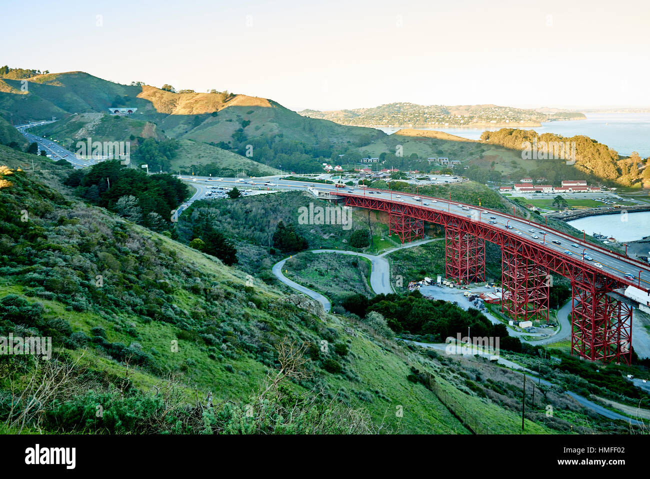 Golden Gate Bridge city view from above in San Francisco Stock Photo ...
