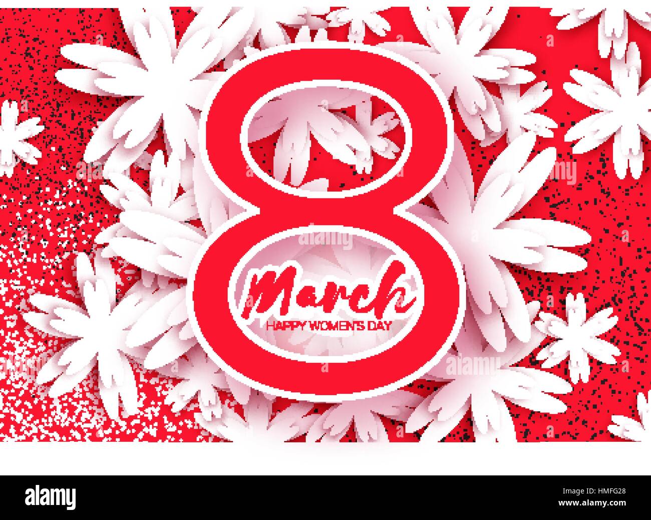 8 March. white Floral Greeting card. International Happy Women's Day ...