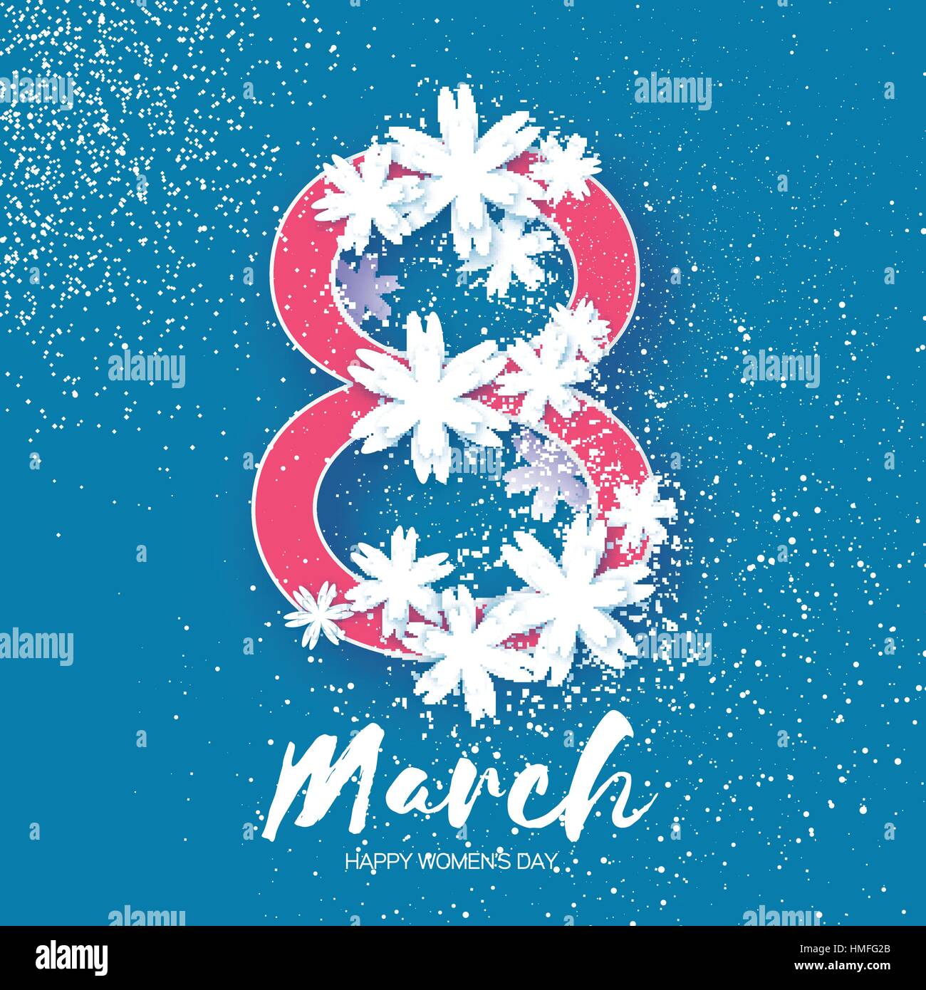 8 March. White Floral Greeting card. International Happy Women's Day ...