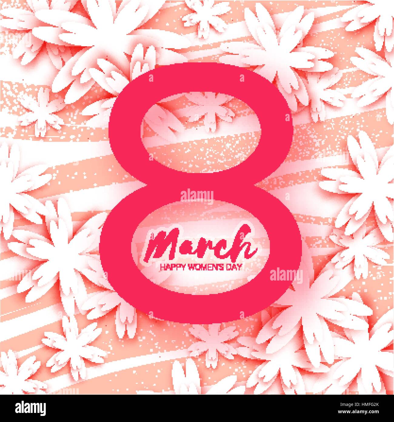 8 March. pink Floral Greeting card. International Happy Women's Day ...