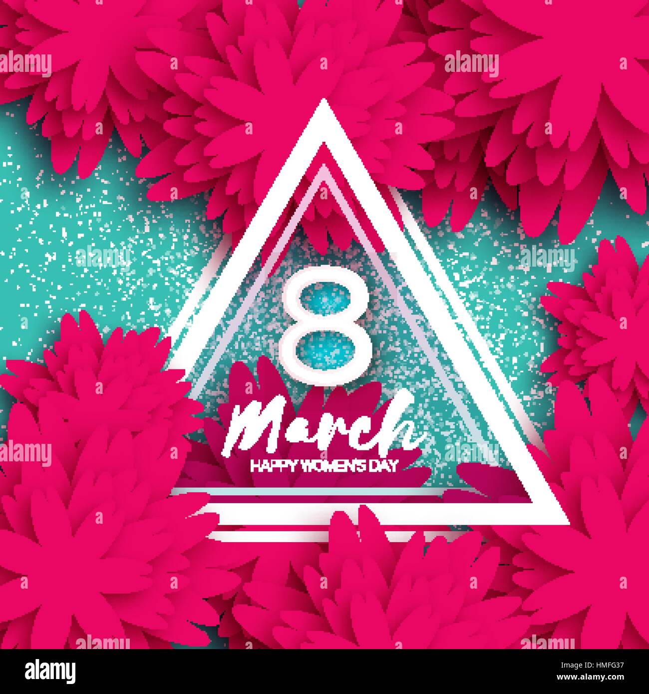 8 March. Floral Greeting card. International Happy Women's Day. Pink ...