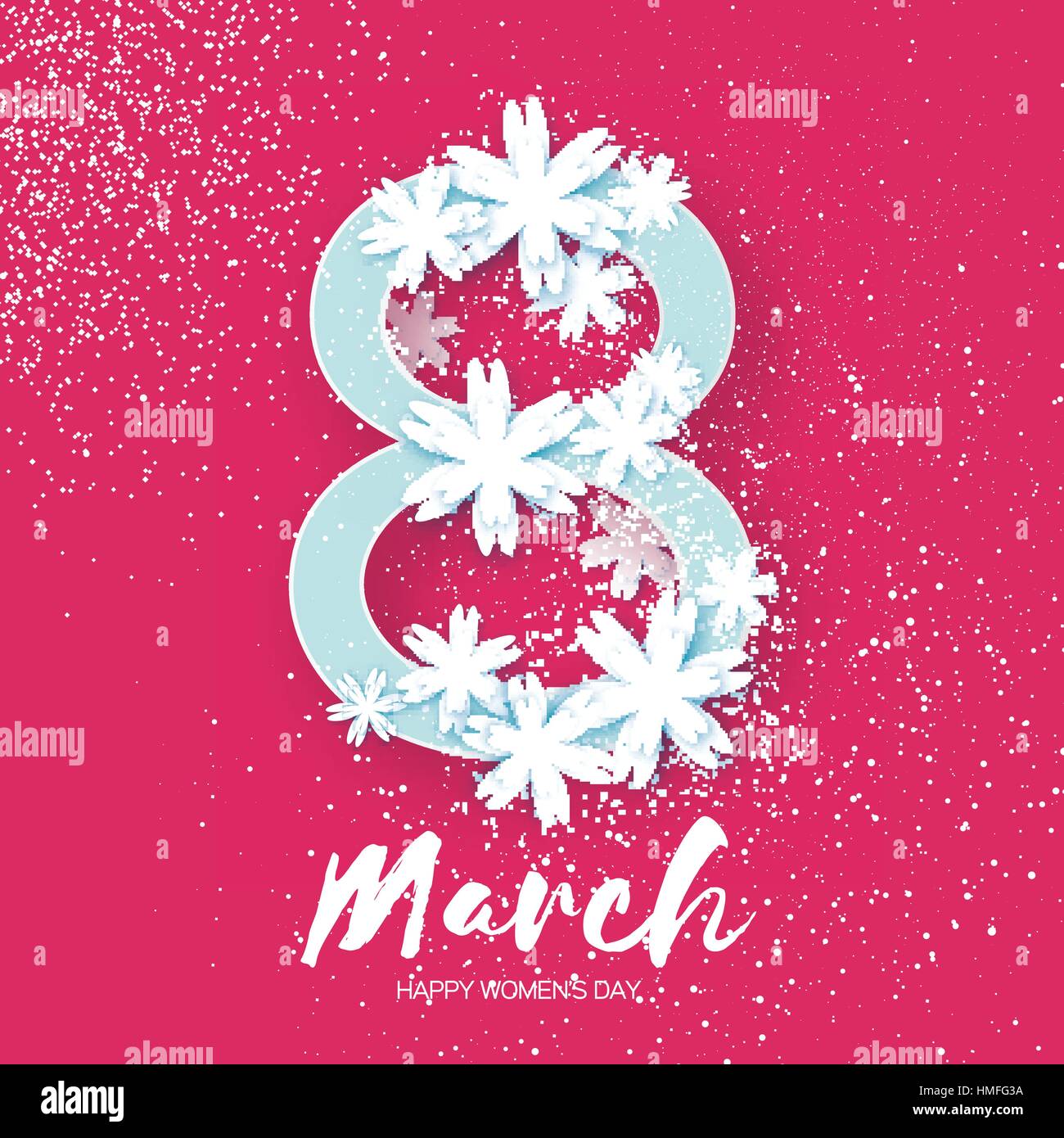 8 March. white Floral Greeting card. International Happy Women's Day ...