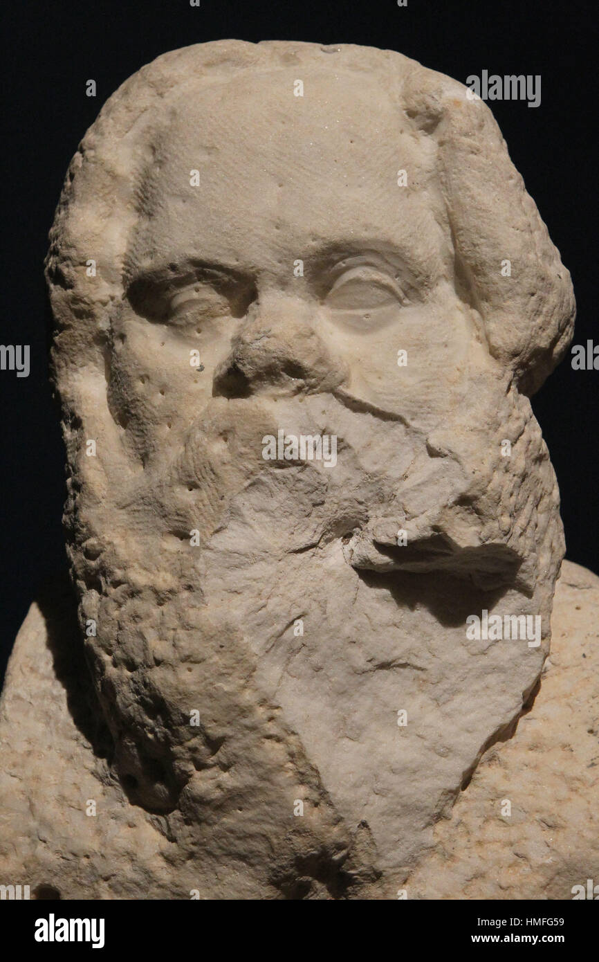 Unfinished bust of Socrates, Roman times Stock Photo - Alamy