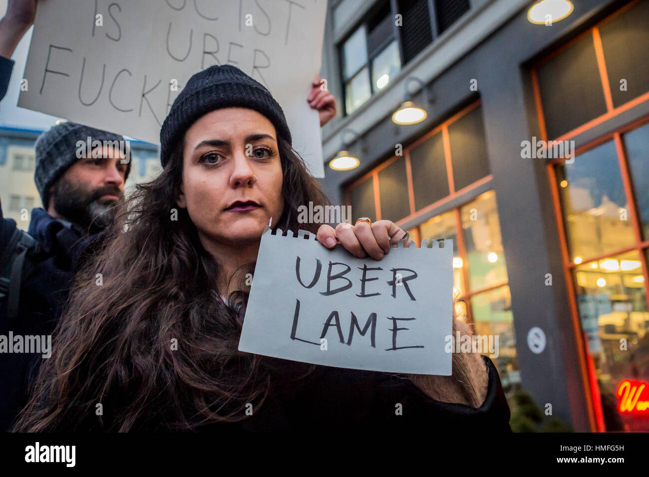 New York City, United States. 02nd Feb, 2017. Dozens protest outside ...