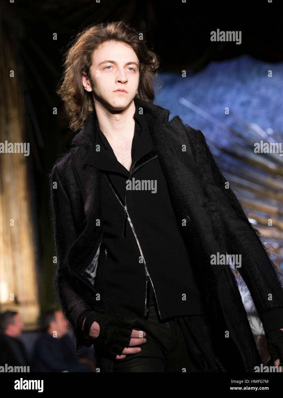 New York, USA. 02nd Feb, 2017. Model walks runway for John Varvatos ...