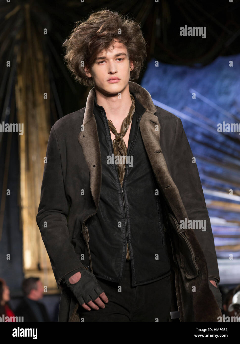 New York, USA. 02nd Feb, 2017. Model walks runway for John Varvatos ...