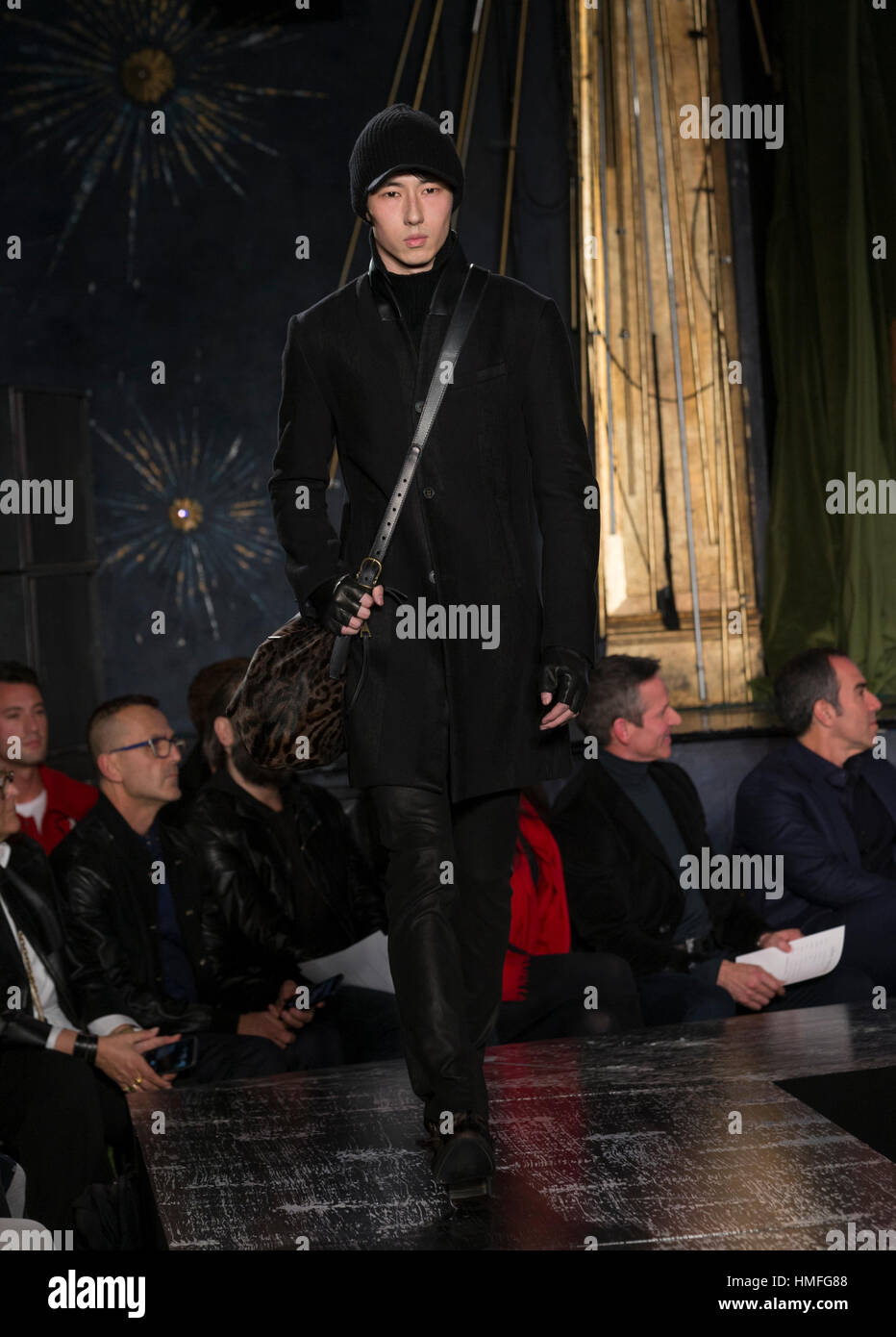 New York, USA. 02nd Feb, 2017. Model walks runway for John Varvatos ...