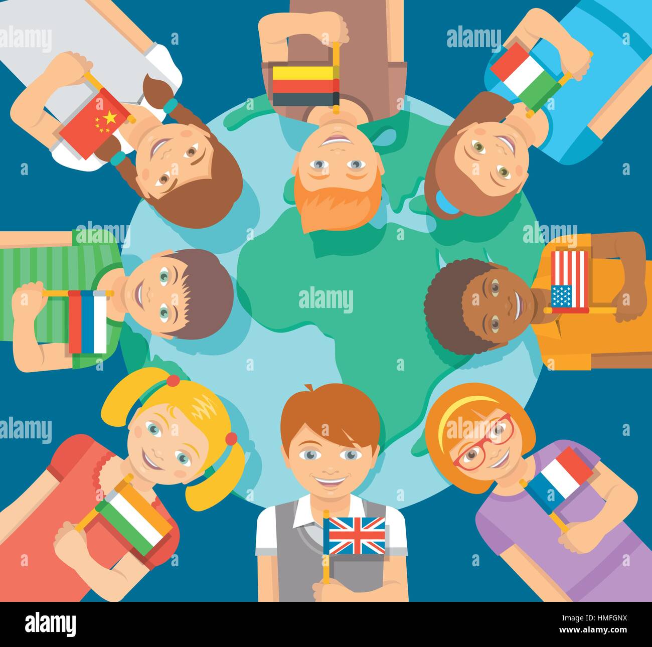 Cartoon Of Happy Children Different Races Illustrations Vector