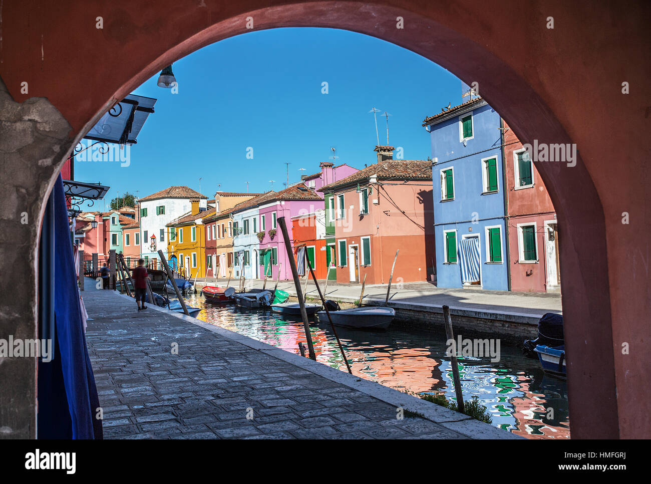 Brightly painted houses of Burano Island. Venice. Italy Stock Photo - Alamy