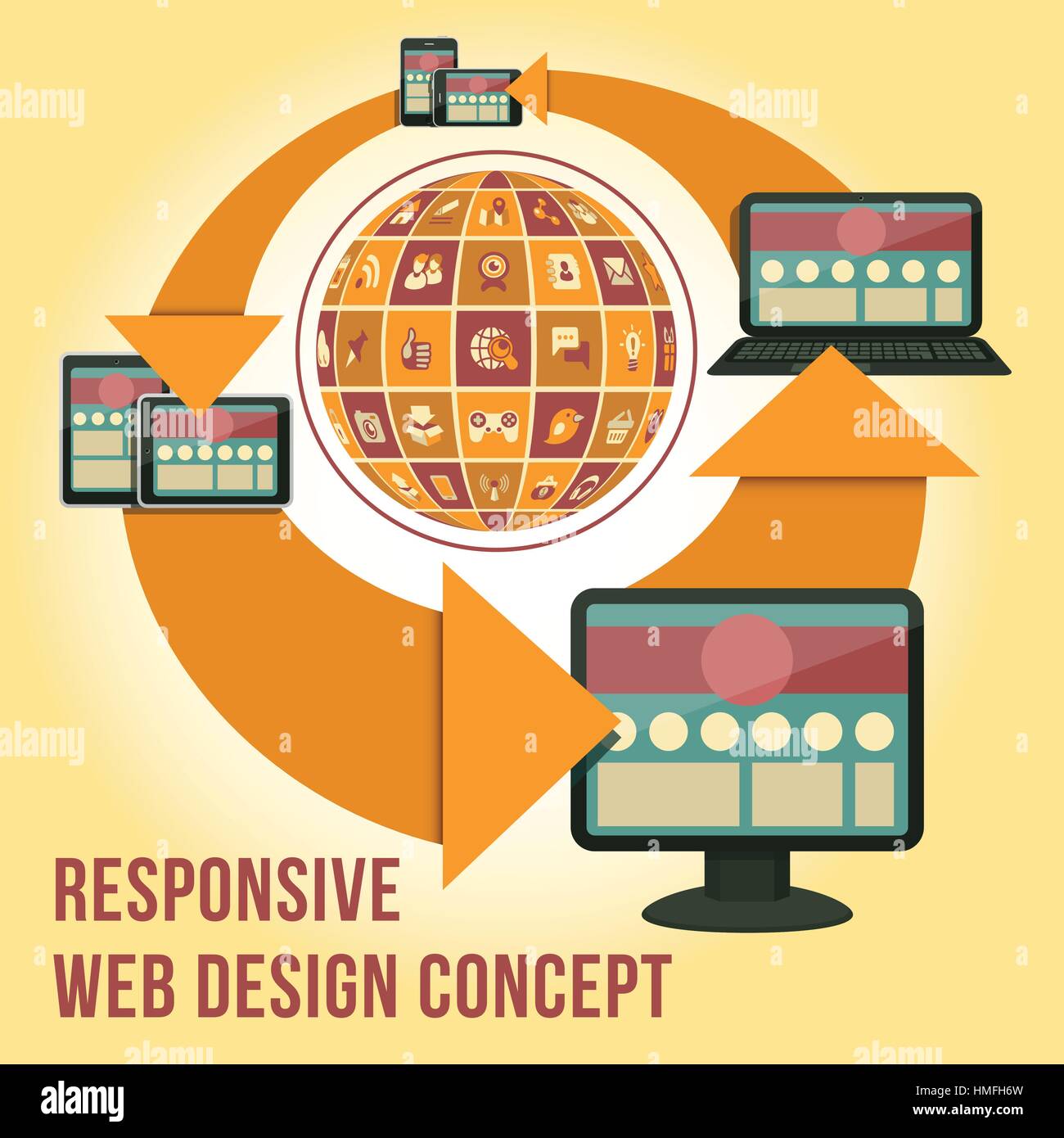 Conceptual vector illustration of responsive interface design with ...