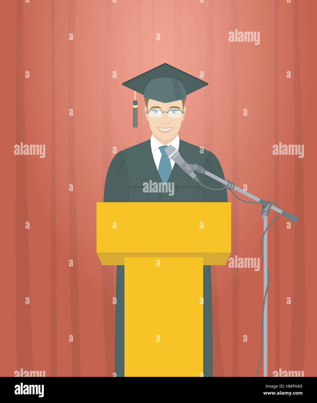 Cartoon graduate man graduation gown hi-res stock photography and ...