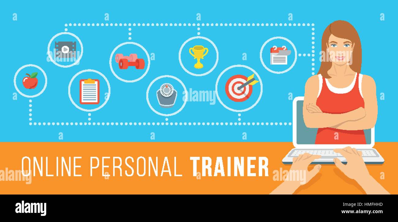 Online personal fitness trainer infographic vector illustration ...