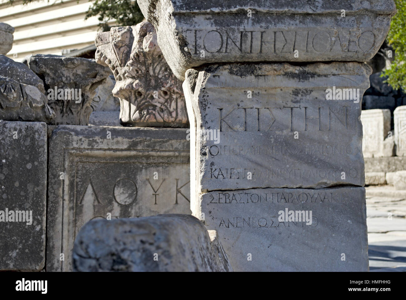 Ancient Greek inscriptions at Ephesus, Turkey Stock Photo - Alamy