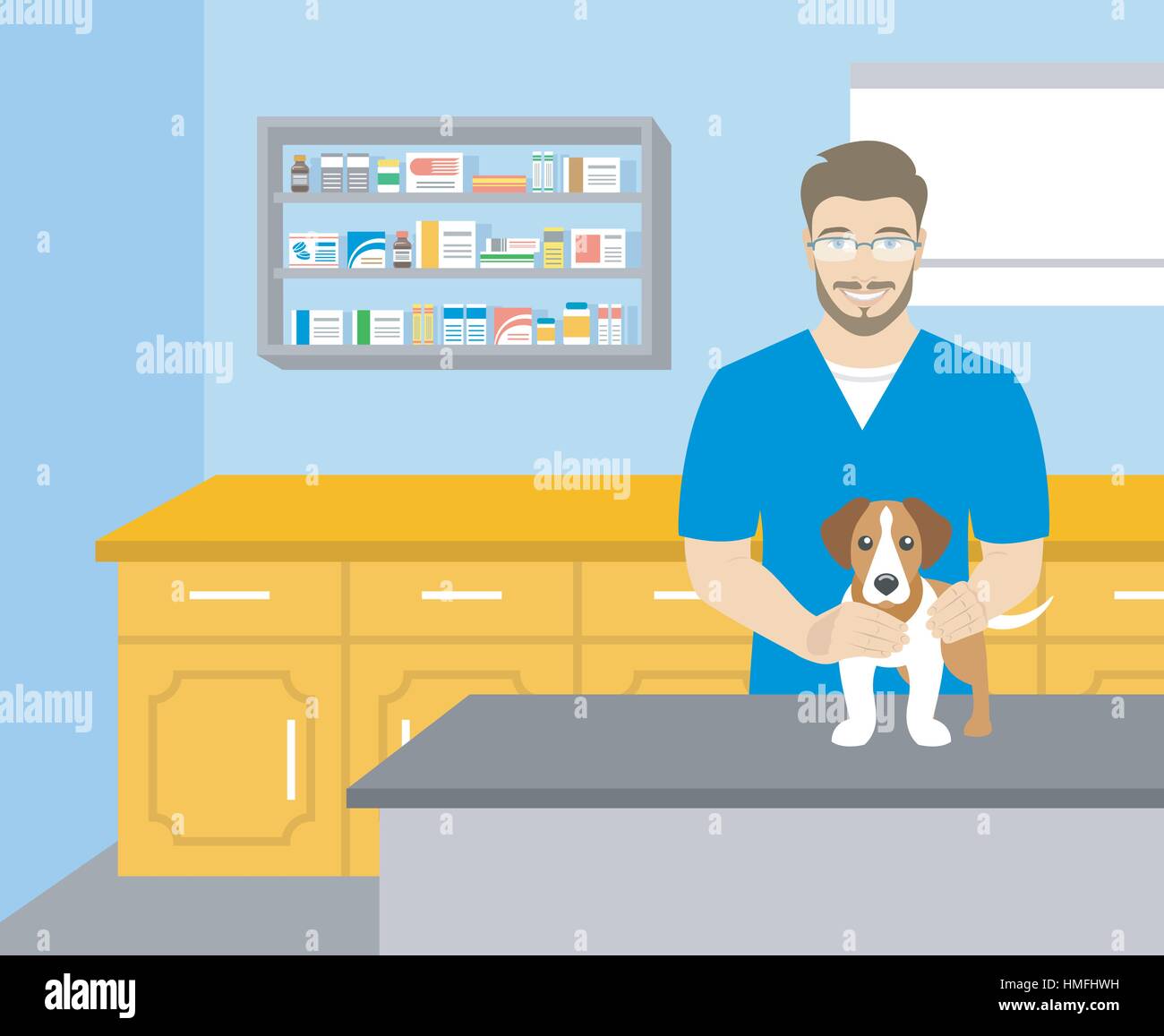 Cartoon doctor puppy smiling hi-res stock photography and images - Alamy