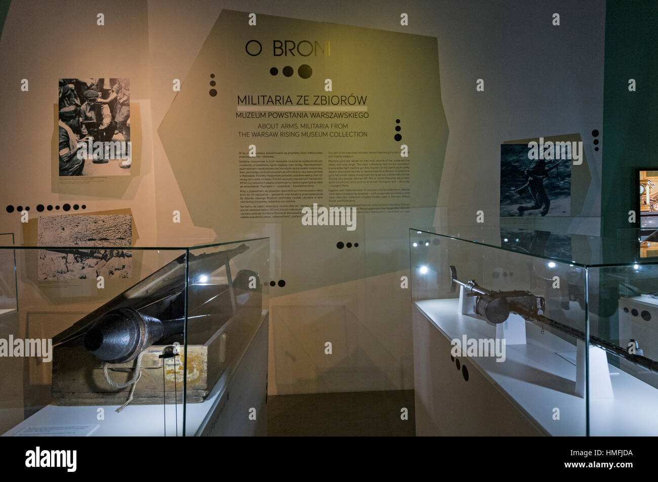 A display of weapons at the Warsaw Uprising Museum in Grzybowska ...