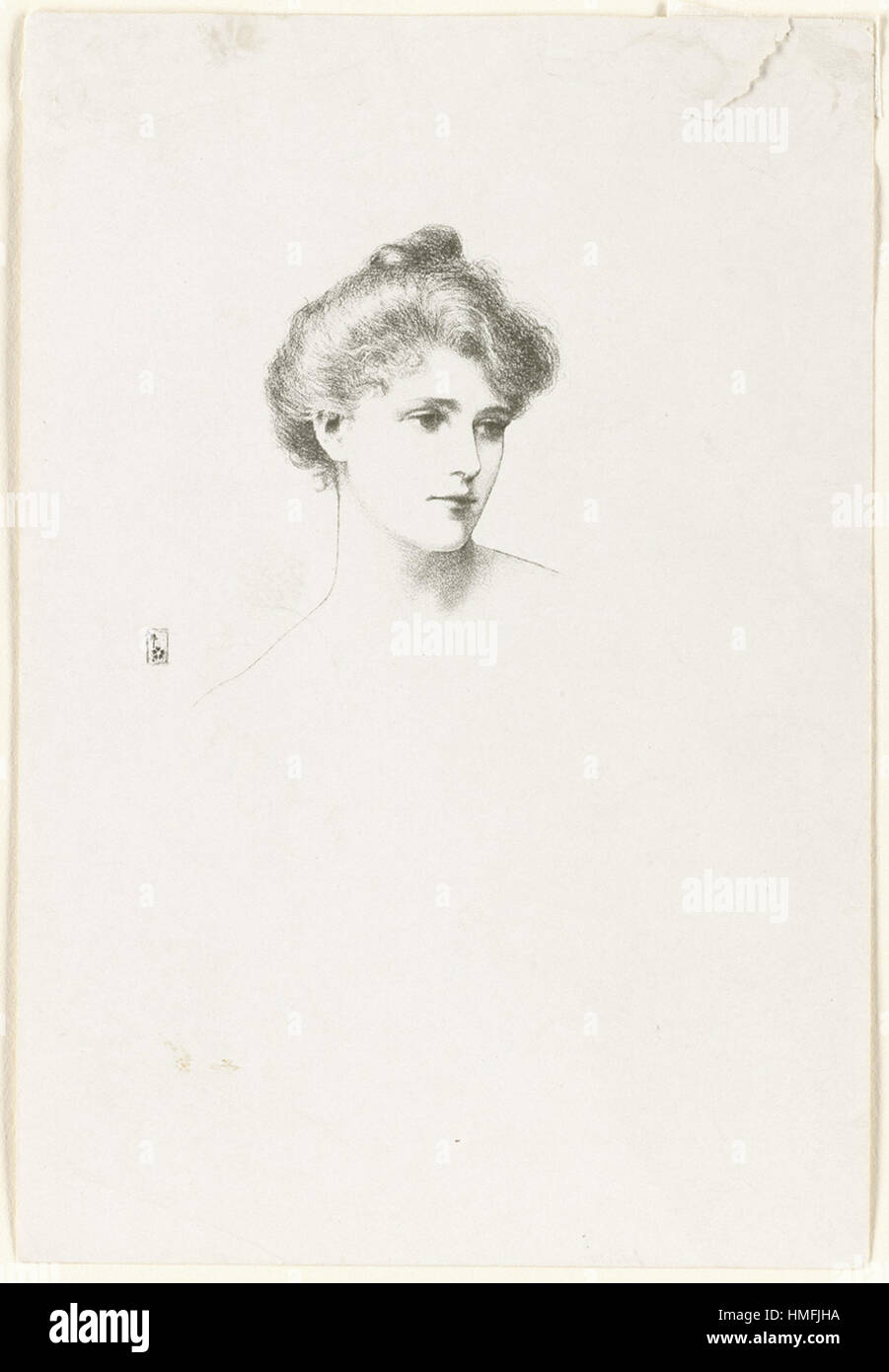 Louis Prang - Woman's Head Looking to the Right Stock Photo - Alamy