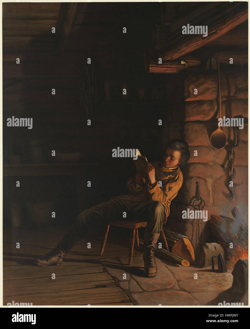 Louis Prang - The Boyhood of Lincoln Stock Photo - Alamy