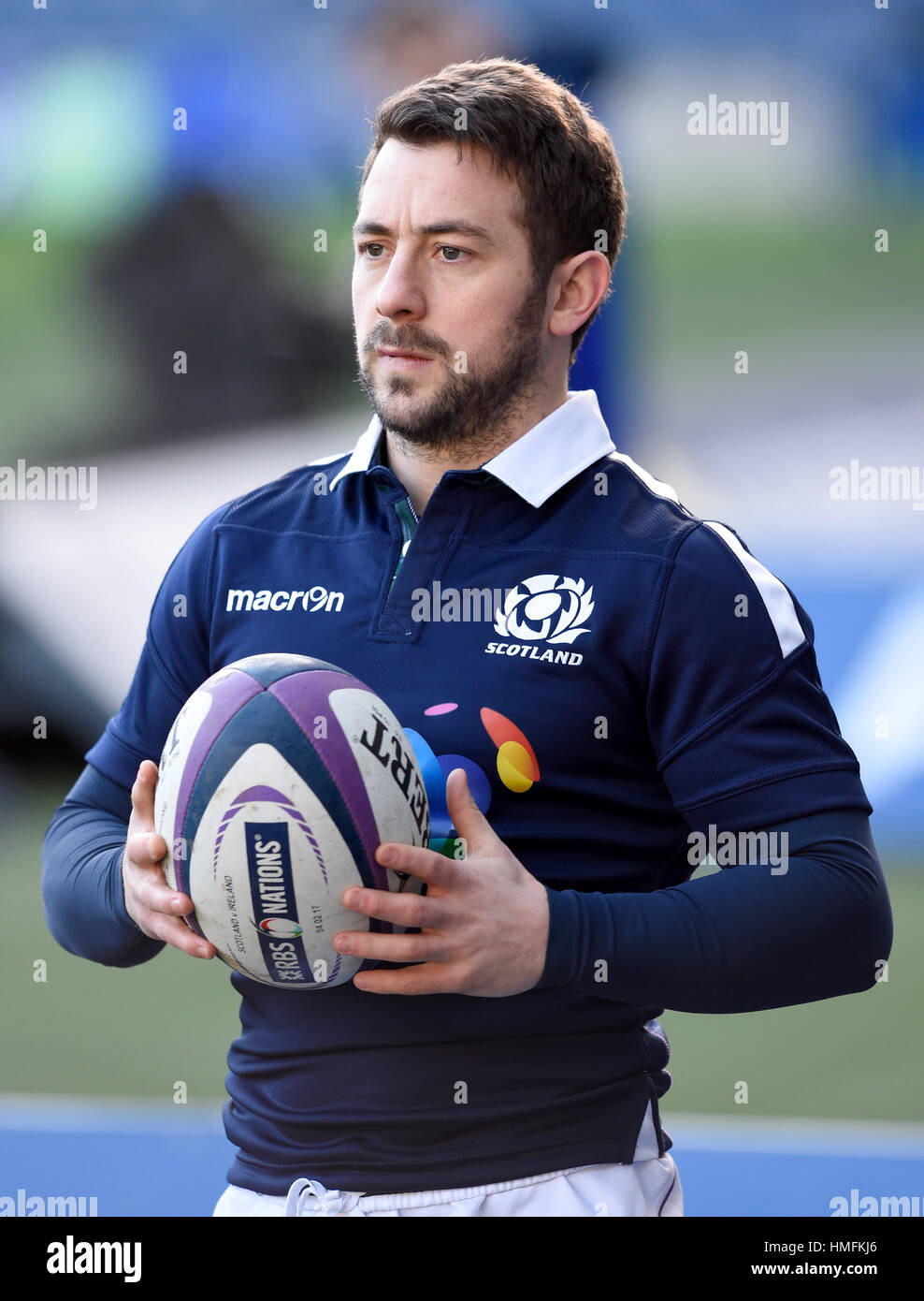 Scotland's Greg Laidlaw during the captain's run at Murrayfield Stadium ...