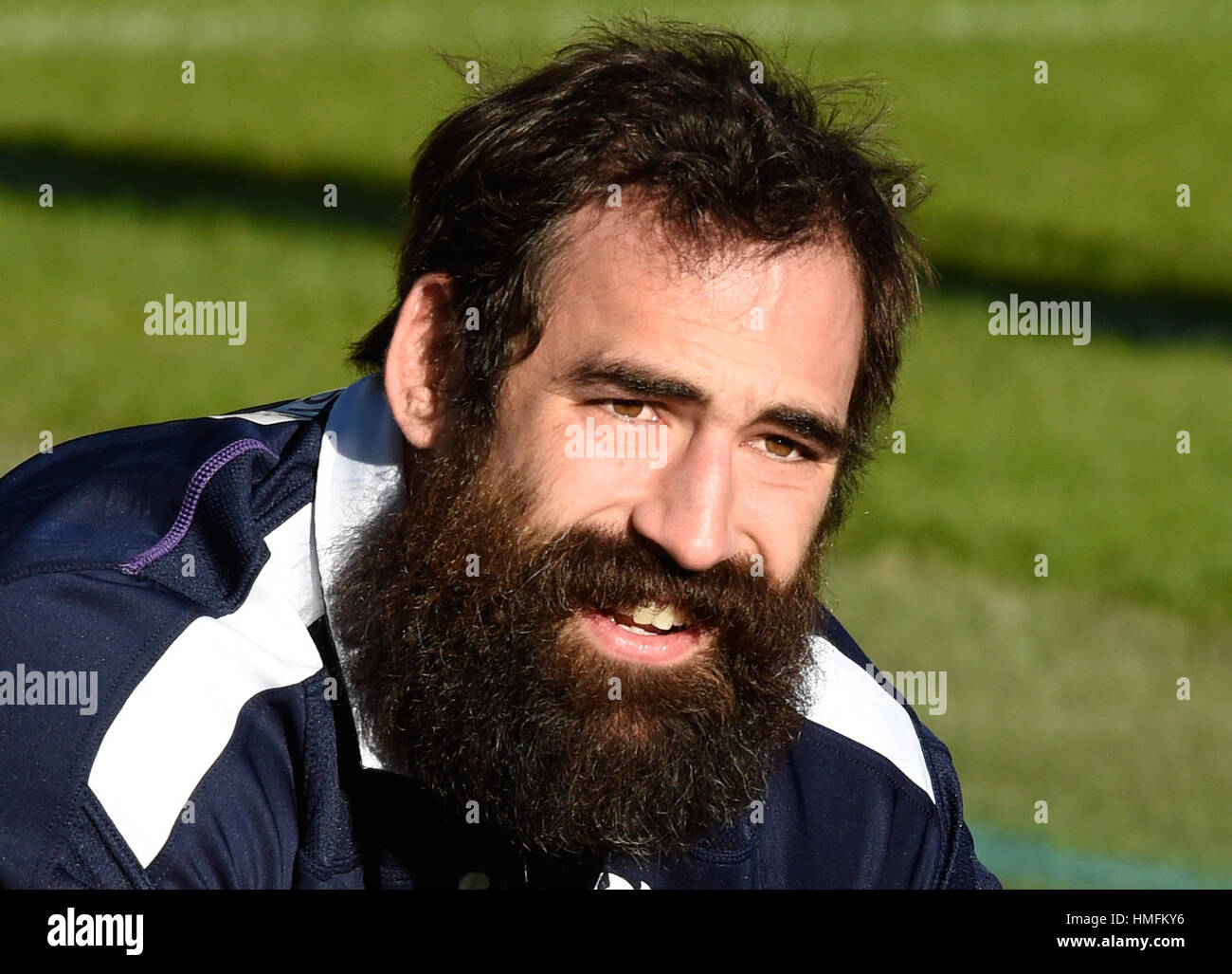 Scotland's Josh Strauss during the captain's run at Murrayfield Stadium ...