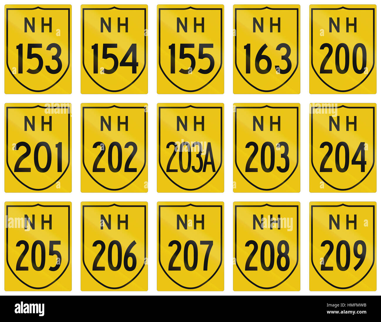 Collection of route shields of Indian National highways Stock Photo - Alamy