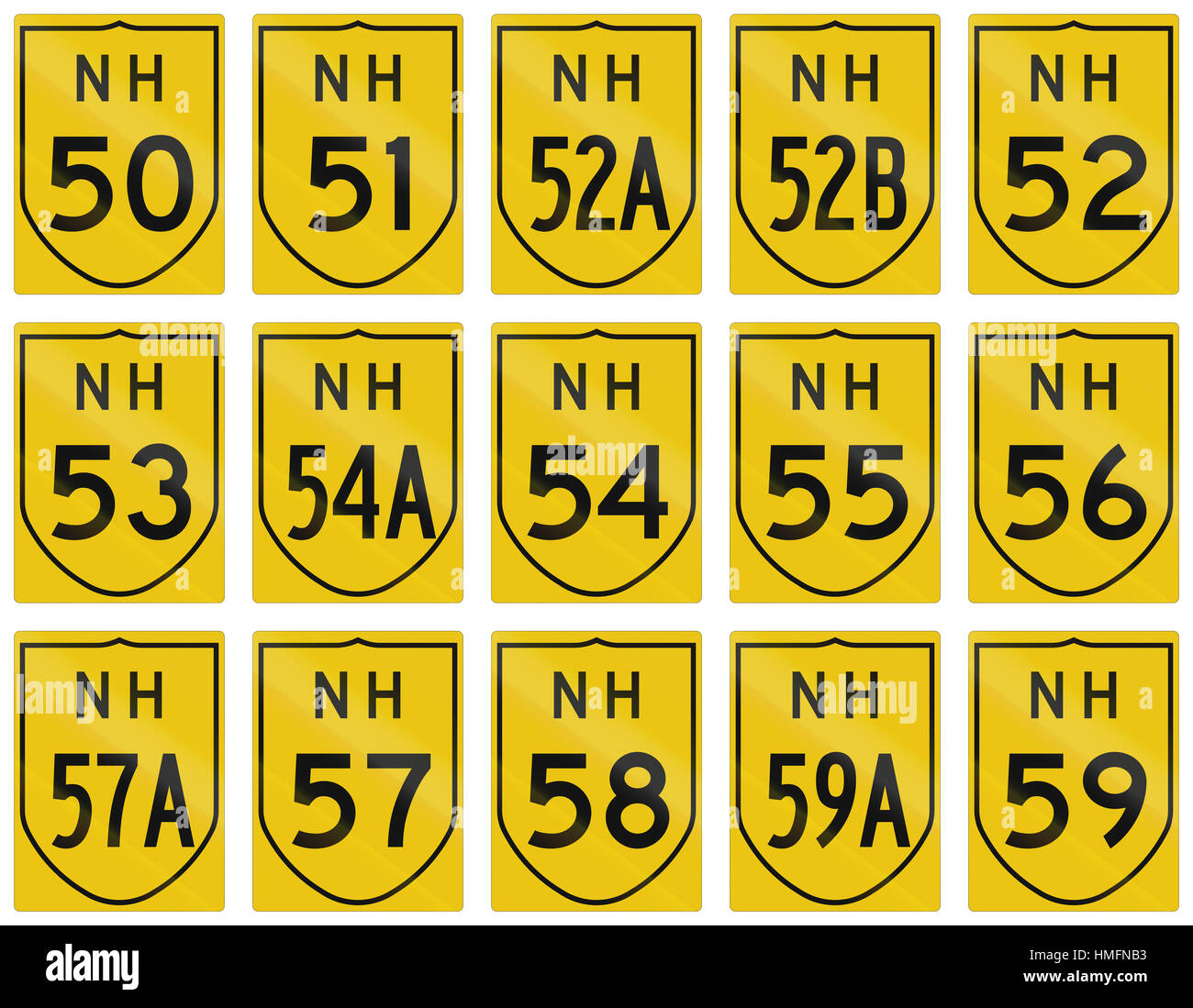 Collection of route shields of Indian National highways Stock Photo - Alamy