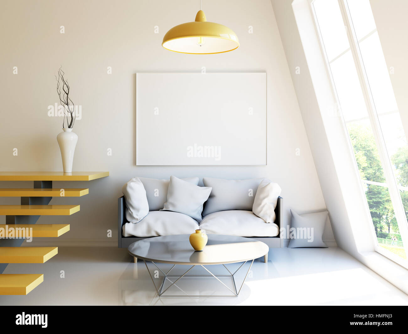 3d render interior attic room hi-res stock photography and images - Alamy