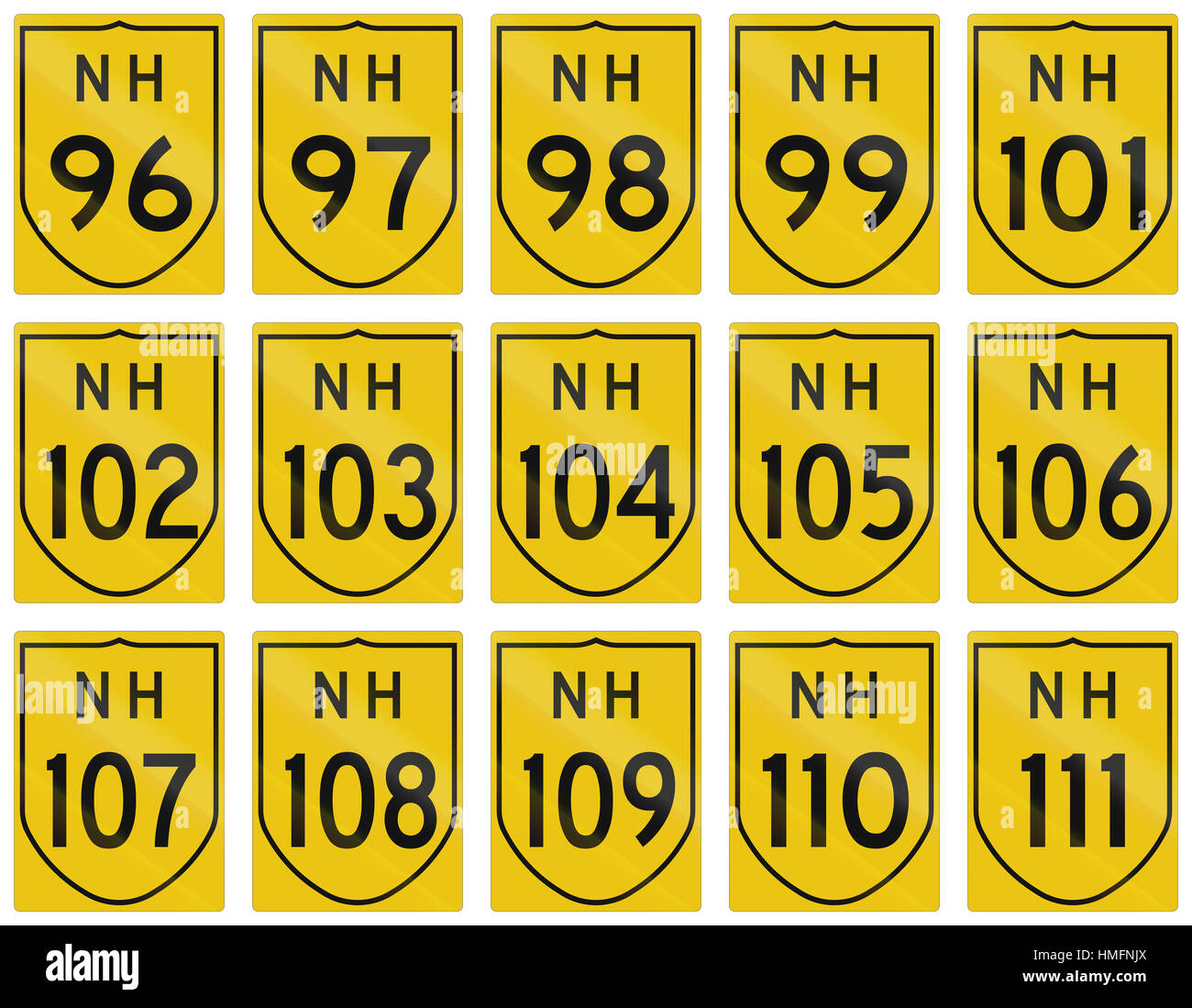Collection of route shields of Indian National highways Stock Photo - Alamy