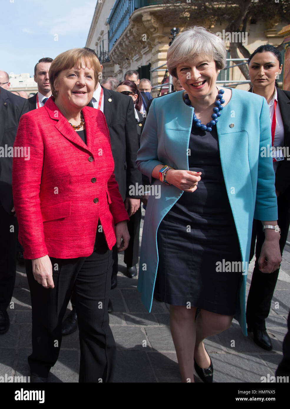 Prime Minister Theresa May (right) walks with German chancellor Angela ...