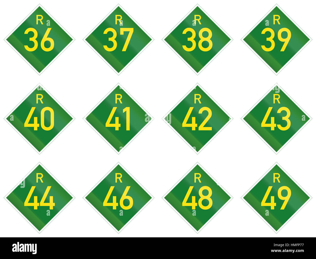 Collection of South African Provincial route signs Stock Photo - Alamy