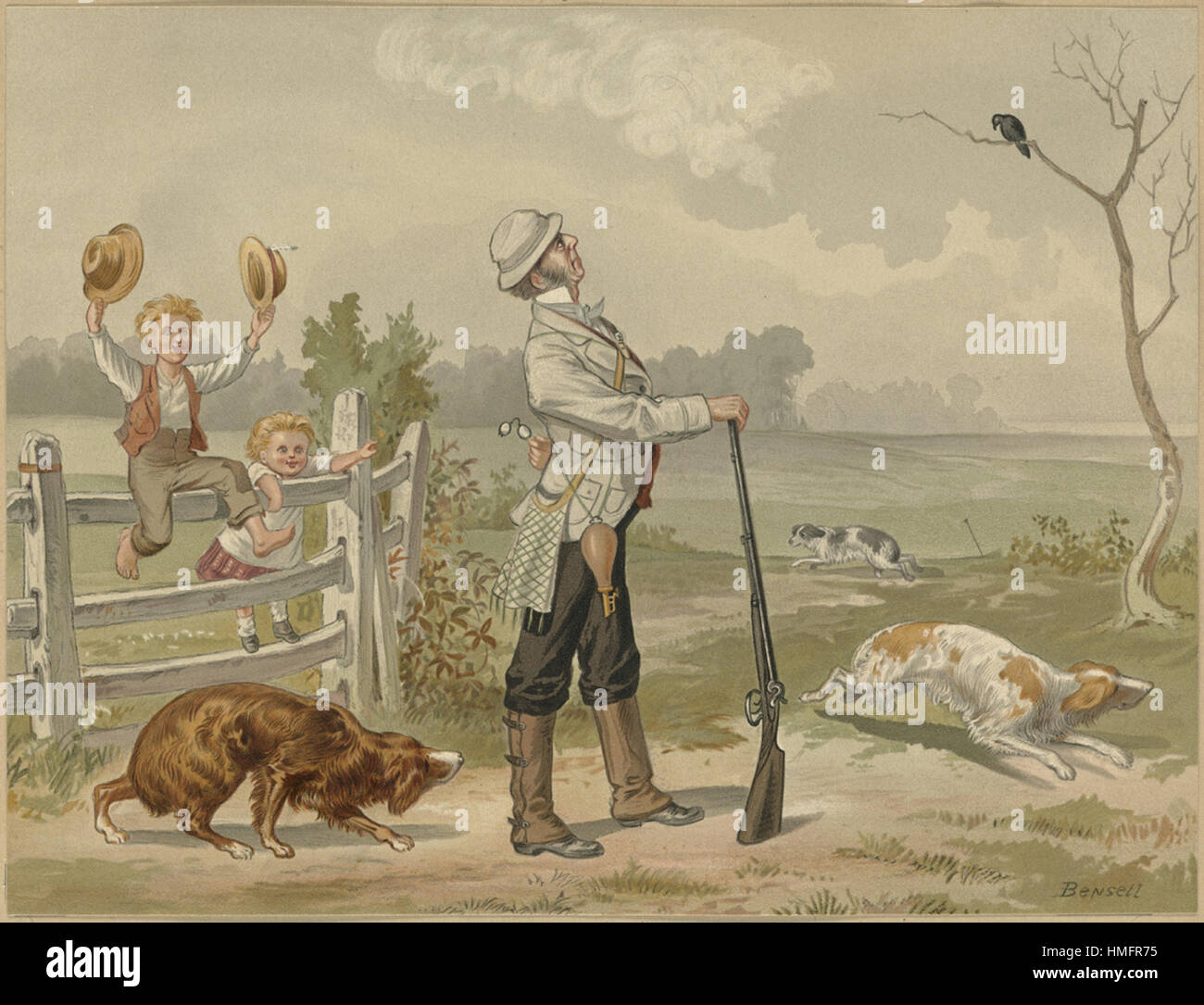 Louis Prang - Hunting scene Stock Photo - Alamy