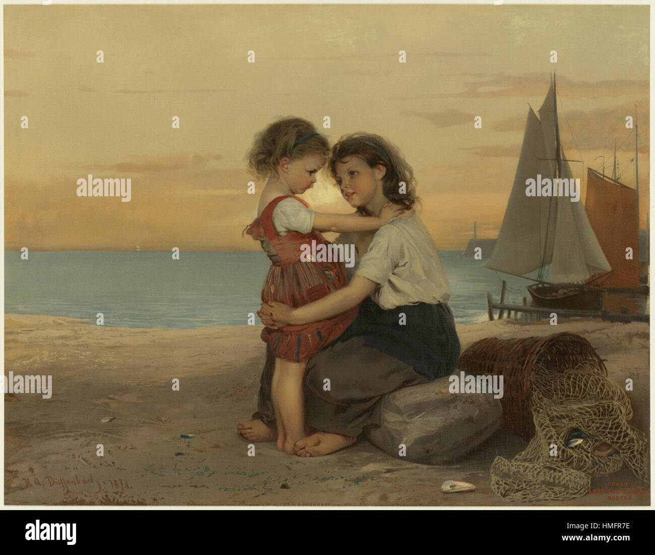 Louis Prang - The Fisherman's Children Stock Photo - Alamy