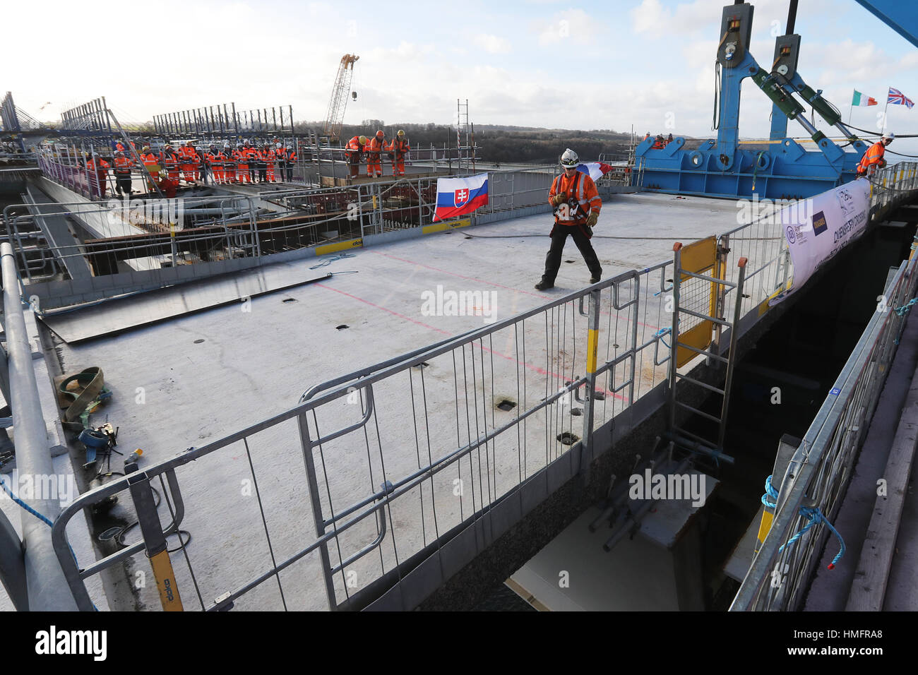 The final section of the new Queensferry Crossing bridge is lifted into ...