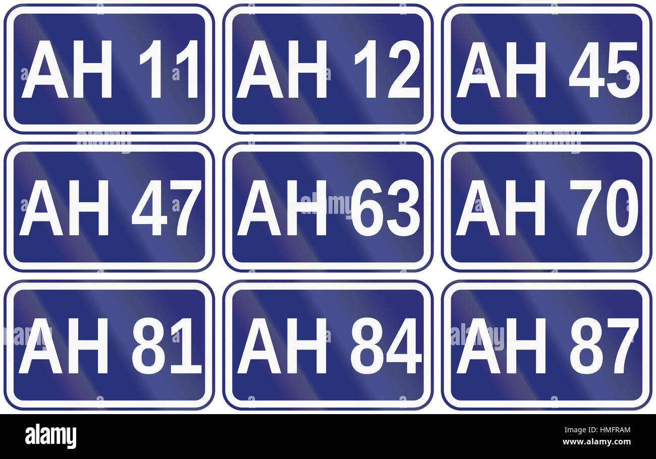 Collection of route shields for the Great Asian Highway Stock Photo - Alamy