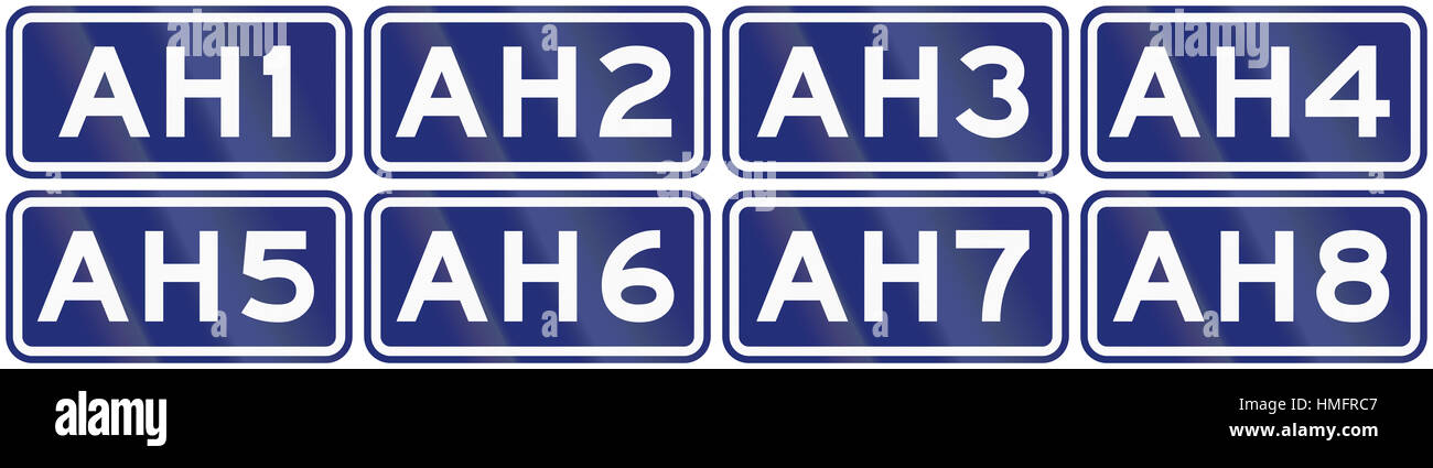 Collection of route shields for the Great Asian Highway Stock Photo - Alamy