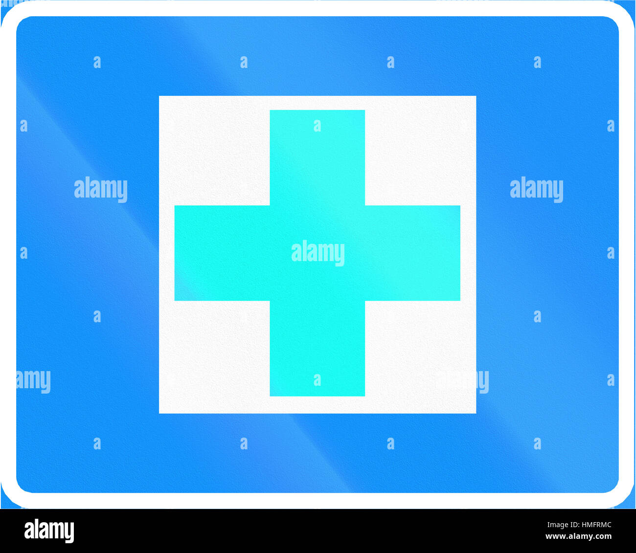 Finnish road sign - First Aid or Hospital Stock Photo - Alamy