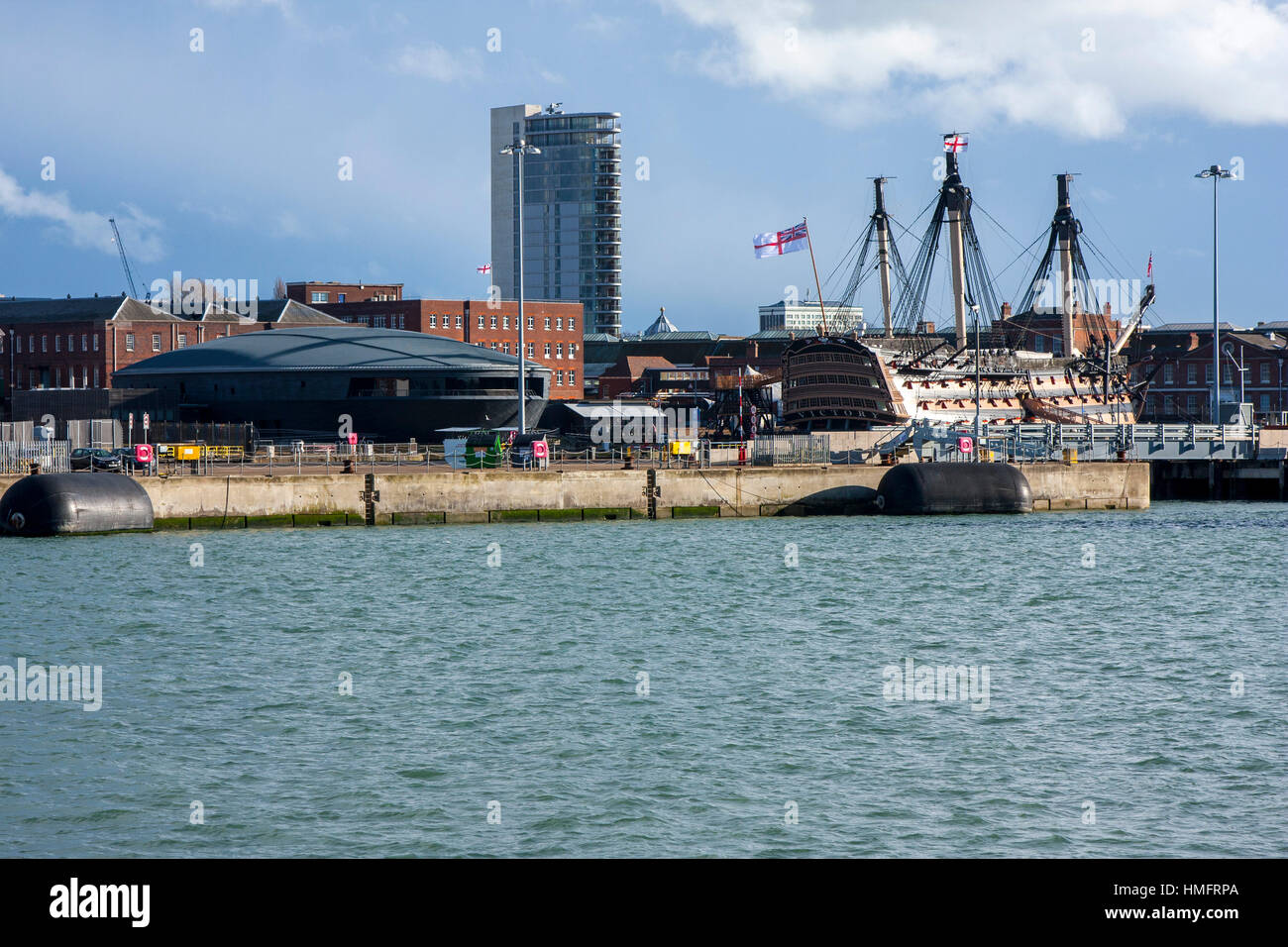 Port side of HMS Victory at Portsmouth Historic Dockyard Stock Photo ...