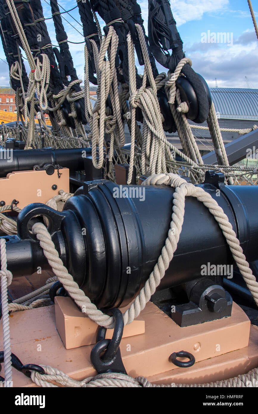 Port side of HMS Victory at Portsmouth Historic Dockyard Stock Photo ...