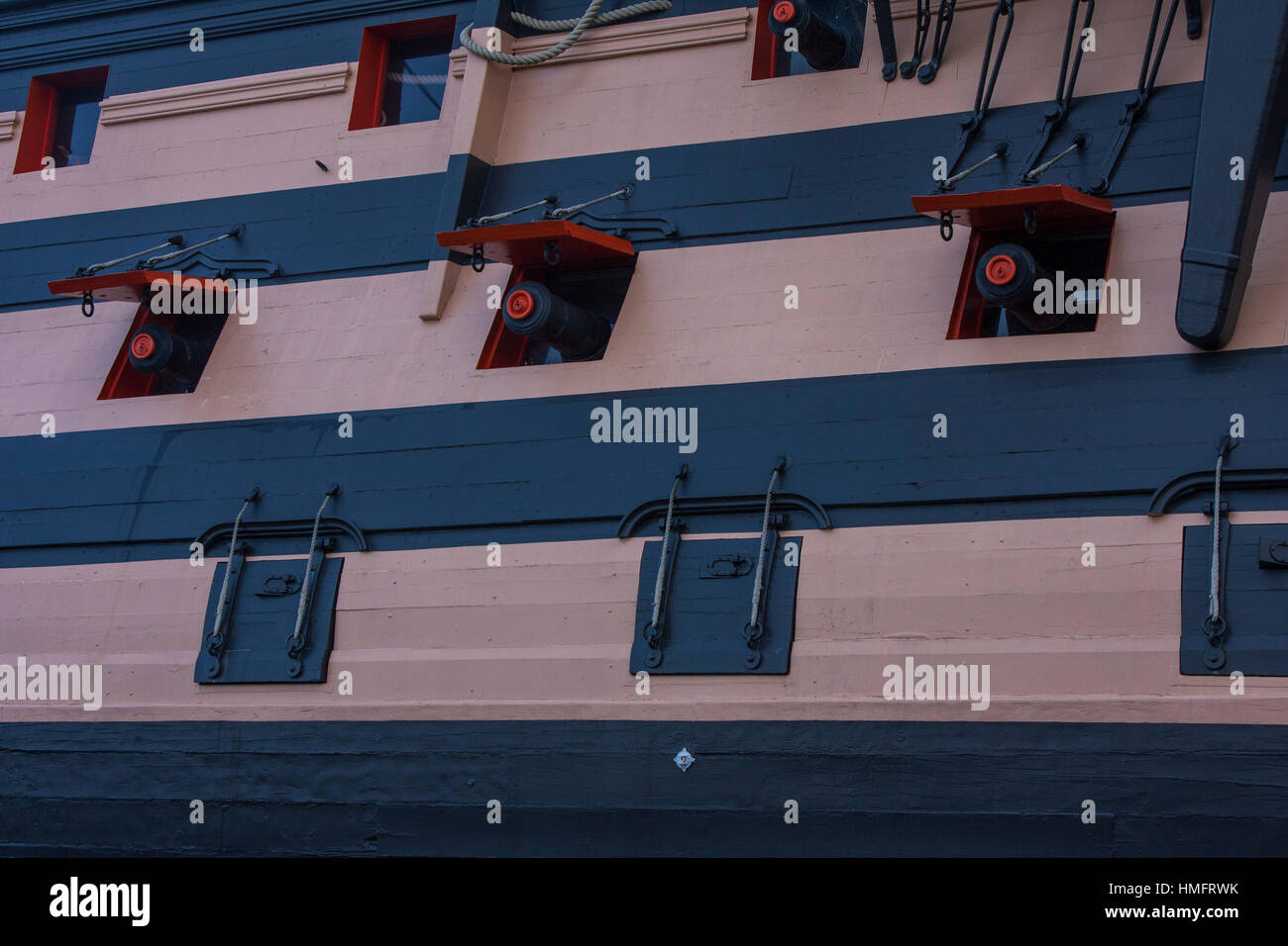Close up of starboard side of HMS Victory Stock Photo - Alamy