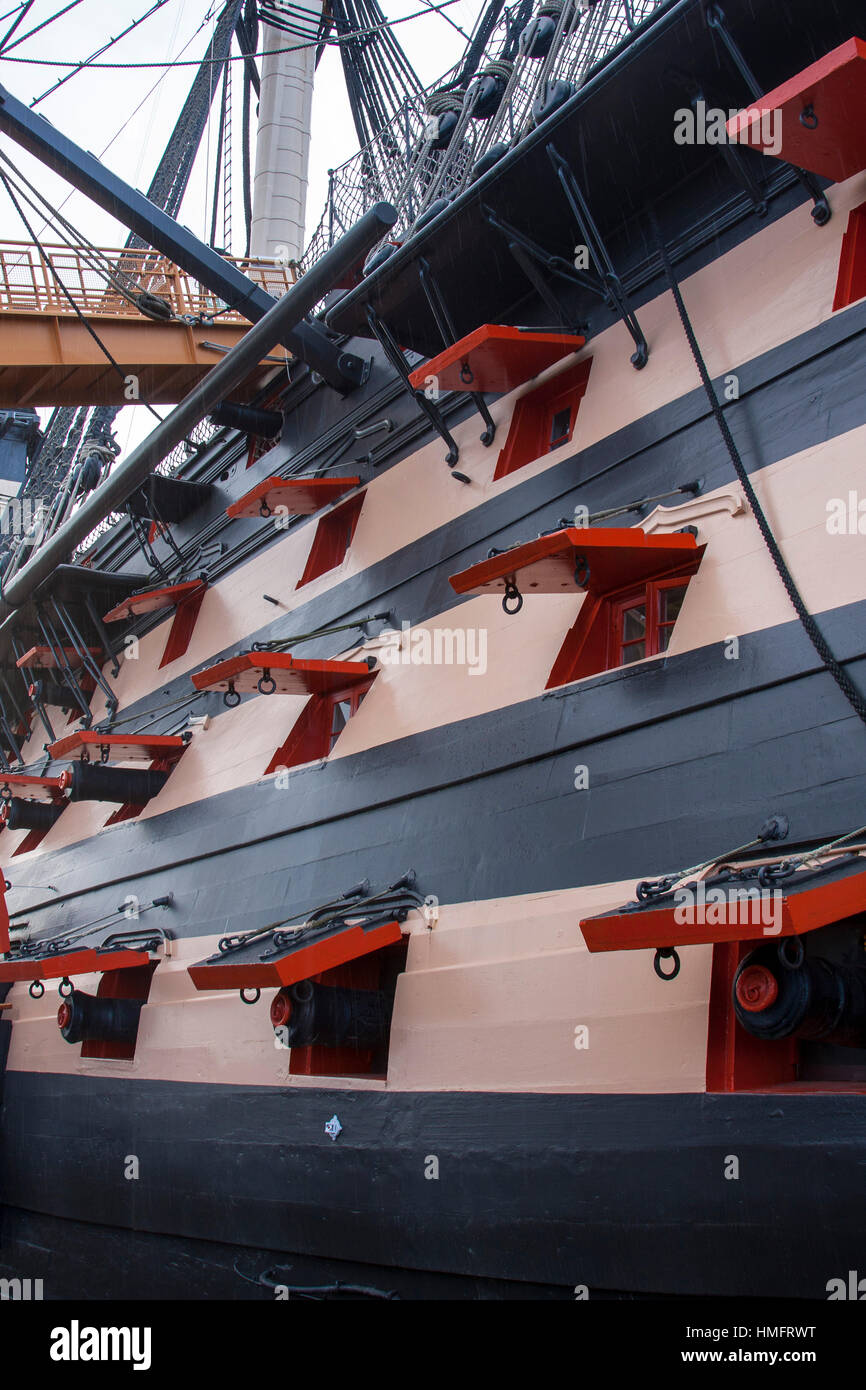 Close up of starboard side of HMS Victory Stock Photo - Alamy