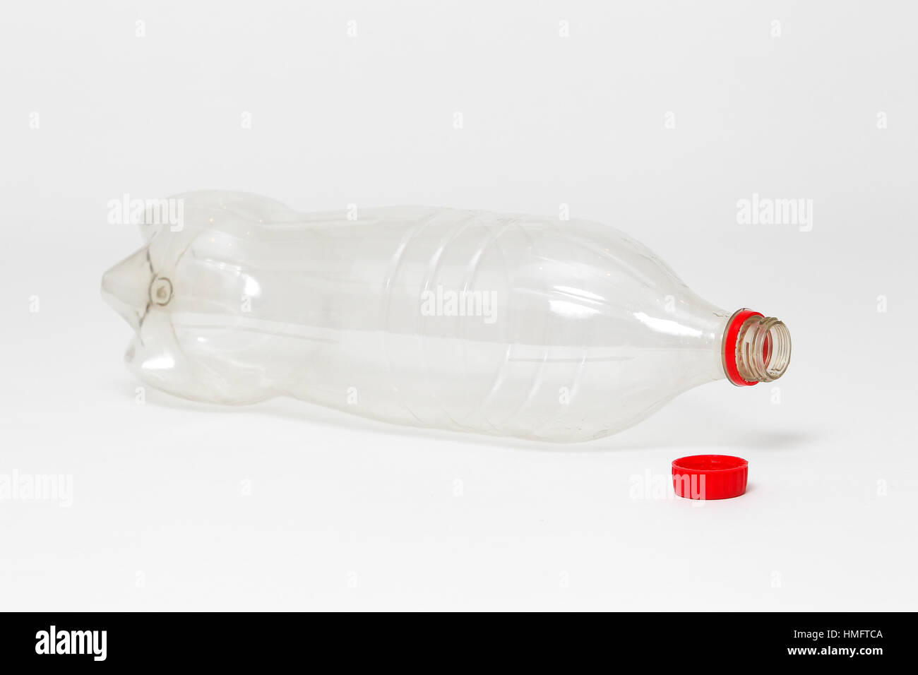 Empty plastic bottle against a white background Stock Photo - Alamy