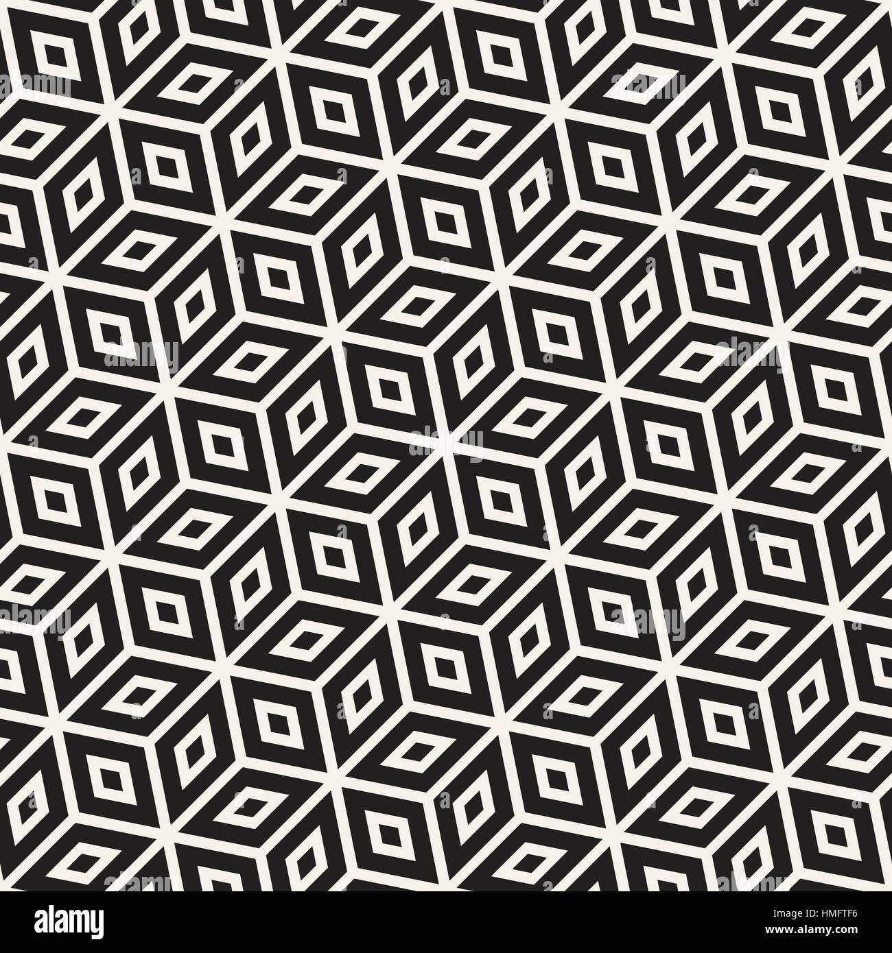 Cubic Grid Tiling Endless Stylish Texture. Vector Seamless Black and ...